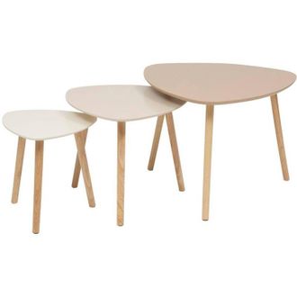 Atmosphera Atmosphera - 3 tables gigognes Mileo beige 60x60x45cm cr&eacute;ateur dint&eacute;rieur