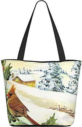 AOOEDM Sac &agrave; provisions &eacute;pais neige et oiseaux pour femme 33 x 28 x 19 cm. Le cadeau parfait pour la Saint-Valentin. Cest de la Saint-Valentin pour maman, fi