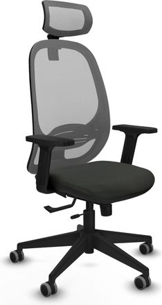 Piqueras y Crespo Schwarzer B&uuml;rostuhl mit 2D-Armlehnen, h&ouml;henverstellbarer Lendenwirbelst&uuml;tze und h&ouml;henverstellbarem Kopfteil, h&ouml;henverstellbar und neigbar. Ausgestatte