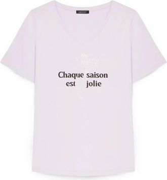 Fiorella Rubino Femme, Tops, Violet, Taille: 40 FR T-shirt avec imprim&eacute; floral et lettrage