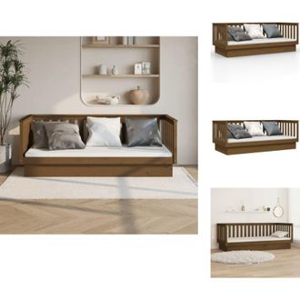 vidaXL Tagesbett Honigbraun 100x200 cm Massivholz Kiefer - Tagesbett - Holzbett - Kiefernholzbett - G&auml;stebett - Schlafsofa