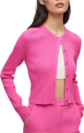 HUGO BOSS Fahara Strickjacke f&uuml;r Damen (Pink Mischung)