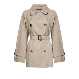 Max Mara Kurzer- wasserabweisender Trenchcoat aus Twill - - Coats - Damen - Beige - L