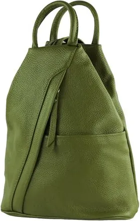 modamoda.de T180 - Sac &agrave; dos pour femme en cuir italien, vert olive, Voir description