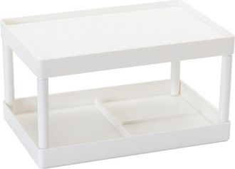 BESTONZON TOGEVAL Doppelst&ouml;ckiges Desktop Organizer Regal aus Robustem PP Material Wei&szlig;es Aufbewahrungsregal f&uuml;r Kosmetik B&uuml;ro und Schlafzimmer Platzsparendes T