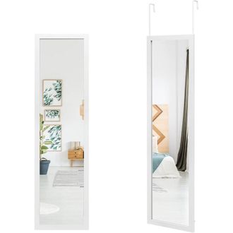 Costway Costway - Miroir Pleine Longueur, 120 x 33 cm, Crochets de Porte pour Suspension Porte ou Mural, Id&eacute;al pour Chambre &agrave; Coucher, Blanc