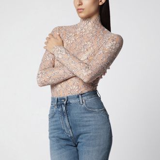 Valentino Body aus hautfarbener Rebrod&eacute;-Spitze