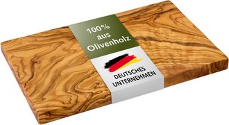 NATUREHOME Frühstücksbrett Olivenholz 25x15 cm - Handgefertigtes Schneidebrett mit einzigartiger Maserung - antibakteriell, kratzfest und pflegeleicht - perfekt 