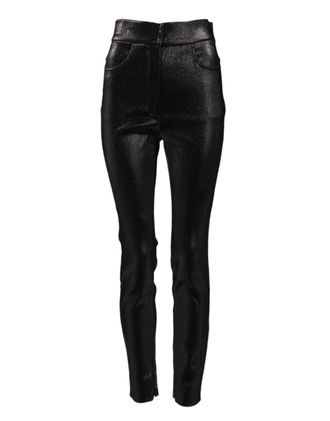 Dolce & Gabbana Womens Black Cotton Stretch Silver Lurex Thread Pants