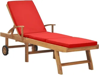 vidaXL Vidaxl - Sonnenliege mit Auflage Massivholz Teak Rot