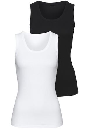 Vivance Tanktop VIVANCE aus weichem Rippen-Jersey, Damen, Gr. 32/34, schwarz-wei&szlig; (schwarz, wei&szlig;), Rippware, Obermaterial: 95% Baumwolle, 5% Elasthan, unifarb