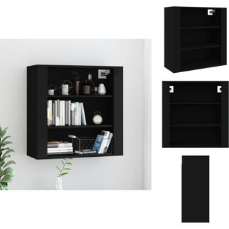 vidaXL Wandschrank Schwarz 80x33x80 cm Holzwerkstoff - Wandschrank - Schwarzer Wandschrank - Regal - Aufbewahrungsschrank - K&uuml;chenregal