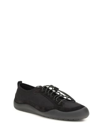 Prada Mens Leather And Fabric Sneakers Nero