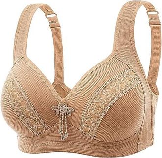 Generic 2026 Soutien-gorge sexy pour femme avec dentelle sur le devant et boucle imprim&eacute;e, sous-v&ecirc;tements sans jantes, gilet grande taille, beige, 72