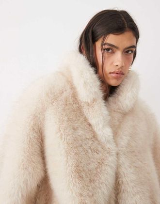 Asos veste vintage ann&eacute;es 80 en faux-fur couleur cr&egrave;me-Jaune