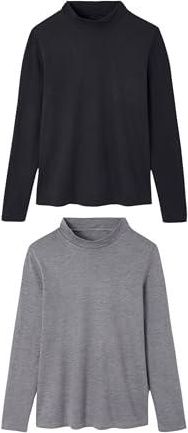 Damart Lot de 2 t-Shirt col Montant Femme Noir Taille 46/48