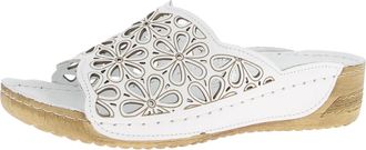 Andrea Conti Damen Pantolette Flacher Slipper, weiß, 36 EU