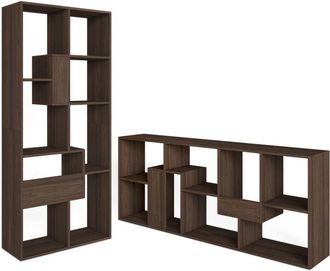 Skraut Home Skraut Home - B&uuml;cherregal Bibliothek, Bookshelf, Bookcase, 67x31x162cm, Aufbewahrungsregal, Dunkler Eiche