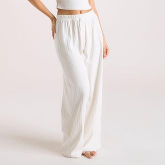 Lounge Pointelle Pyjama-Hosen - Cr&egrave;mefarben - XS
