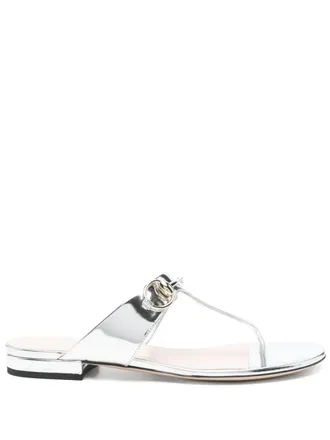 Gucci Horsebit Sandalen mit Klappe - Silber