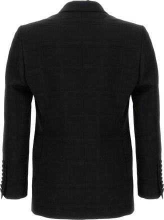 Etro Check Double-Breasted Wool Blazer - Black
