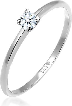 Elli Ringe - Ring Solitär Verlobung Diamant (0.06 ct.) 585 Weiß - Gr. 52 MM - in Silber - für Damen