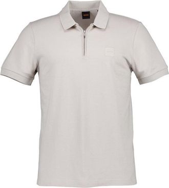 Boss Orange by Hugo Boss BOSS Orange Herren Zip-Polo grau Baumwoll-Piqu&eacute;