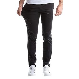 Generic Pantalon habill&eacute; classique en serg&eacute; de coton stretch pour homme - Coupe droite - Pour le bureau - Style d&eacute;contract&eacute; - Taille &eacute;lastique, Noir, S