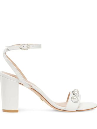 Stuart Weitzman sandales NearlyBare Portia 80 mm &agrave; perles - Blanc