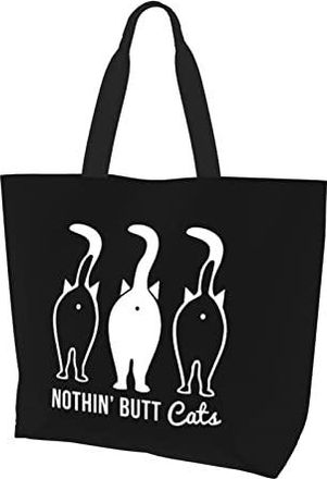 AOOEDM Sac &agrave; provisions r&eacute;utilisable en toile pour femmes Nothin Butt Cats