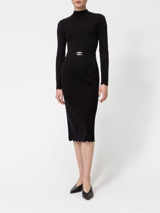 Twinset Robe fourreau midi en maille de laine avec col montant