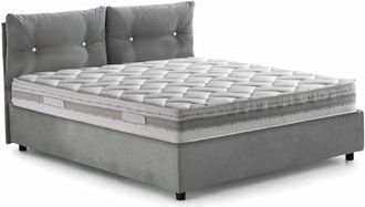 Talamo Italia Einzelbett Albina, Bettkasten mit Stoffbezug, 100 % Made in Italy, Öffnung vorne, inklusive Matratze 80 x 190 cm, Grau