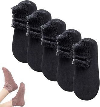 Generic Chaussettes chaudes en dentelle pour femme, chaussettes confortables antid&eacute;rapantes avec bordure en dentelle, jolies chaussettes courtes &agrave; volants pou