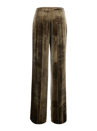 P.A.R.O.S.H. Womens Oversized Velvet Trousers Brown Viscose