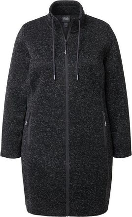 Ulla Popken Sweatjacke Strickfleecejacke Stehkragen lang Zipptaschen