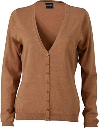James & Nicholson Cardigan Classique en Coton (L, Chameau)