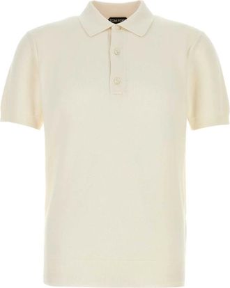 Tom Ford Homme, Tops, Blanc, Taille: M Silk Cotton Piquet SS Polo