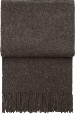 Elvang leichte dunkelbraune Wolldecke mit 50% Alpaka, 130x200cm Wollplaid mit Fransen, 560g