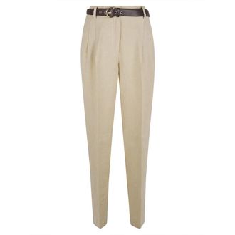 Max Mara Weit geschnittene Hose aus Leinen-Twill - - Trousers - Damen - Beige - S