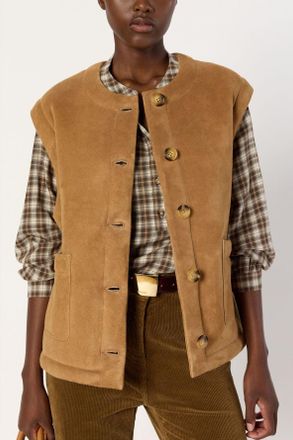 Gerard Darel Veste sans manche en peau lain&eacute;e - MELISSA - Camel