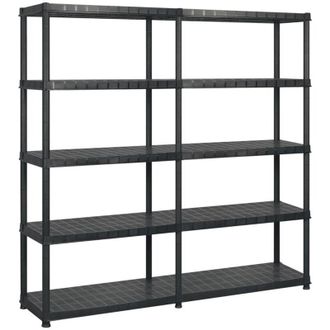 vidaXL Tag&egrave;re de rangement &agrave; 5 niveaux Noir 183x45,7x185 cm Plastique