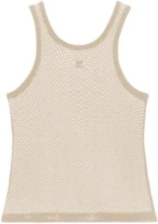 Courr&egrave;ges Homme, Tops, Beige, Taille: XS Mesh D&eacute;bardeur T-shirt