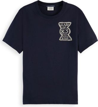 Scotch & Soda Damen Chest Artwork Regular Fit T-Shirt, Sky Captain V458, XL