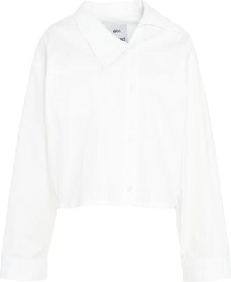 Won Hundred Femme, Blouses et Chemises, Blanc, Taille: 42 FR Chemisier Blanc à Col Asymétrique