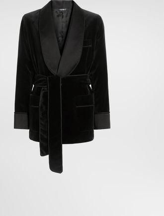 Dolce & Gabbana Jacke Sicilia Light Aus Samt - Mann Anz&uuml;ge Und Blazer Schwarz 46