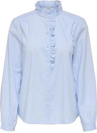 Jacqueline de Yong JdY Jdymio Mio L/S Frill T-Shirt WVN, Bleu Ciel, L Femmes