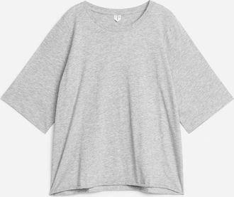 Arket Elegant Fallendes T-Shirt Aus Baumwolle -Grau