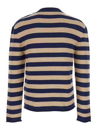 Balmain Striped Logo Sweater - Navy