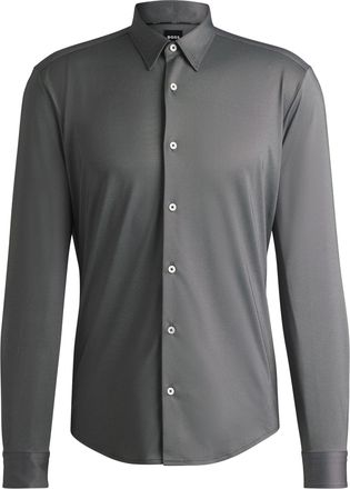 BOSS Herren P-ROAN-C1-233 Slim-Fit Hemd aus funktionalem Stretch-Gewebe mit Struktur Schwarz001 L