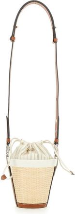 Maison Margiela Femme, Sacs, Beige, Taille: ONE Size Sac Seau Tiss&eacute; avec Garniture en Cuir